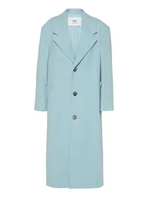 Ami Single-breasted Gabardine Coat - Blue