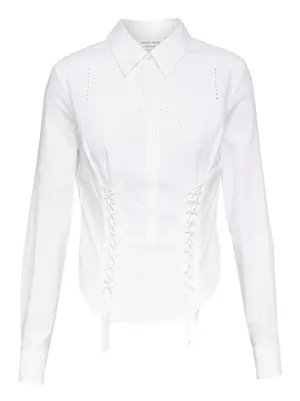 MARINE SERRE Embroidered Openwork Shirt - White