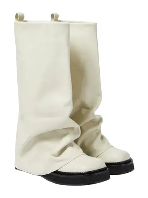 Attico The Attico Robin Leather Knee-High Combat Boots White