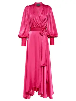 COSTARELLOS Costarellos Stila Satin Wrap Dress