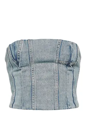 Amiri Paneled Denim Bustier Top - Blue