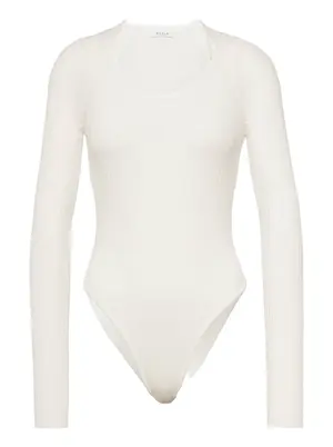 AZZEDINE ALAIA Alaïa Ribbed-knit Bodysuit - White