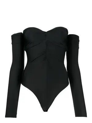 Fleur Du Mal Ruched Bodysuit - Black