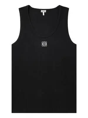 Loewe Logo-embroidered Ribbed Tank Top - Black