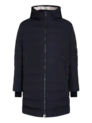 Thom Browne Quilted Striped Shell Hooded Down Parka - Midnight Blue