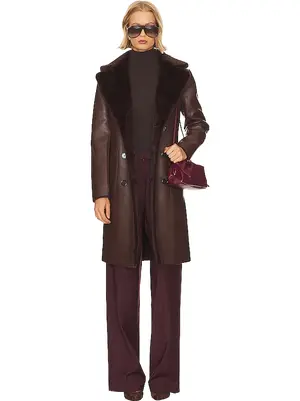 LAMARQUE Abigail Reversible Coat - Mahogany