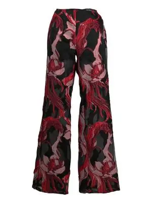 Alberta Ferretti Floral-appliqué Trousers - Black