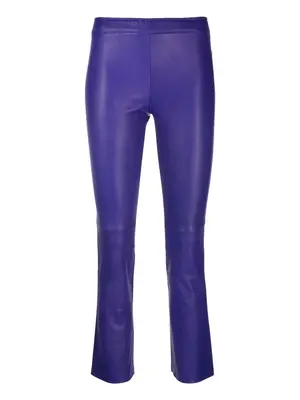 Stouls Cropped Leather Trousers - Purple
