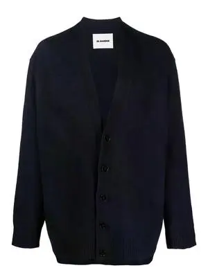 JIL SANDER V-neck Wool Cardigan - Blue