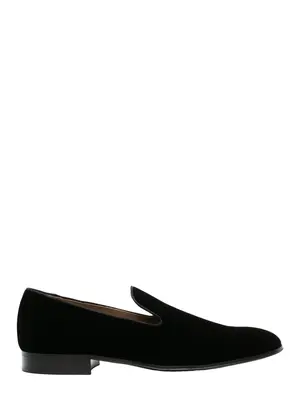 GIANVITO ROSSI Jean Round-toe Velvet Loafers - Black