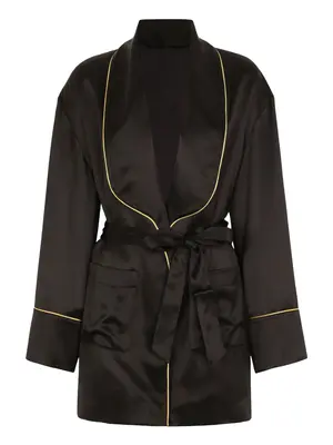 Dolce & Gabbana Belted Silk Blazer - Black