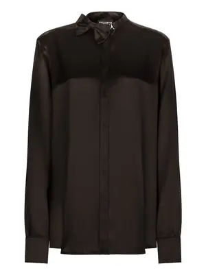 Dolce & Gabbana Bow-detail Long-sleeve Shirt - Black