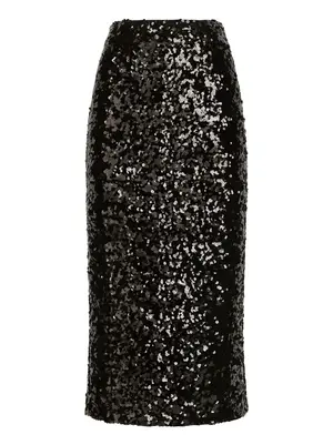 Dolce & Gabbana Sequinned Pencil Midi Skirt - Black