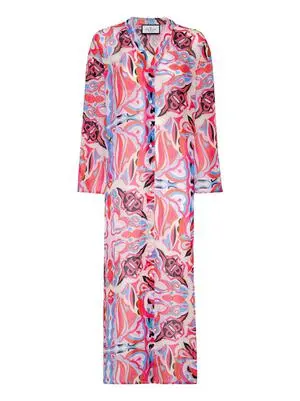 Philipp Plein Kaleidoscopic-print Silk Chiffon Kaftan - Pink