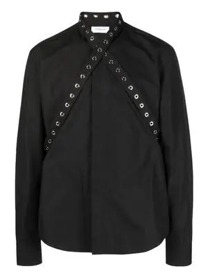 Off-White Eyelet-embellished Cotton Shirt - Black