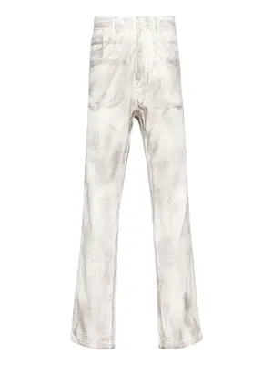 KANGHYUK Abstract Print Straight Leg Trousers - White