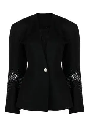 Attico Rhinestone-embellished Wool Blazer - Black