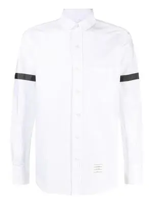 Thom Browne Grosgrain-armband Cotton Shirt - White
