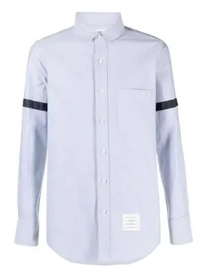 Thom Browne Grosgrain-armband Poplin Shirt - Blue
