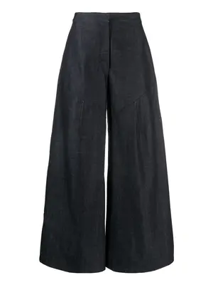 JIL SANDER Cropped Wide-leg Trousers - Blue