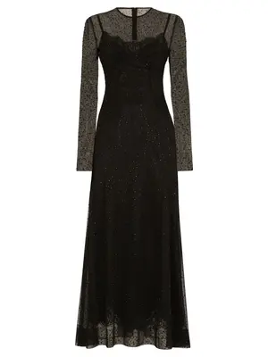 Dolce & Gabbana Strass-embellished A-line Maxi Dress - Black