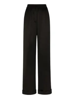 Dolce & Gabbana Elasticated-waistband Silk Trousers - Black