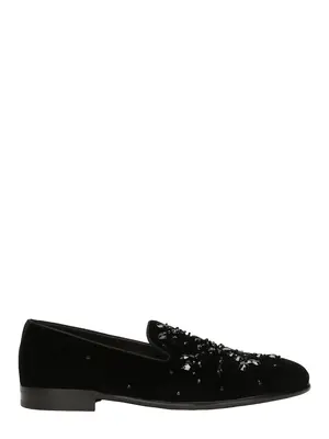 Dolce & Gabbana Crystal-embellished Velvet Slippers - Black
