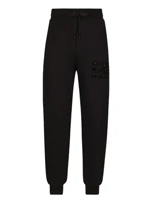 Dolce & Gabbana Crystal-embellished Cotton Track Pants - Black