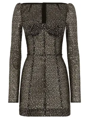 Dolce & Gabbana Sequin-embellished Bustier Minidress - Black