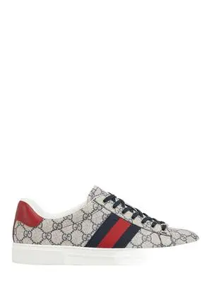 Gucci Gucci Ace Low-Top Sneakers With Web Gray-0