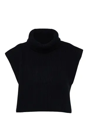 THE ROW Eppie Ribbed-knit Cashmere Collar - Blue