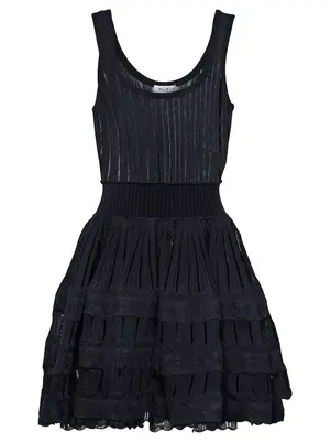 Alaïa Ribbed-knit Mini Dress - Blue