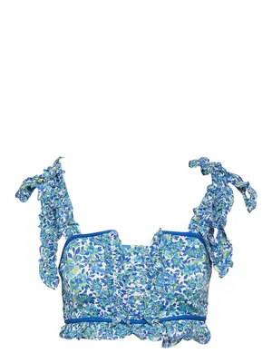 Poupette St Barth Ariane Floral Crop Top - Blue
