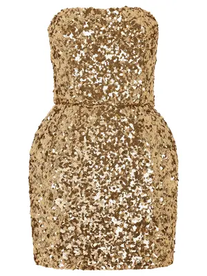 Dolce & Gabbana Sequin-embellished Strapless Minidress - Gold