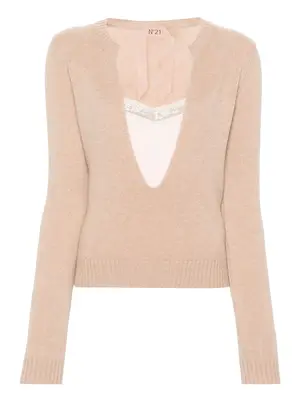 N°21 U-neck Layered Jumper - Neutrals
