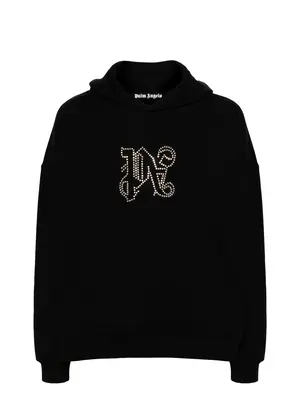 Palm Angels Monogram-appliquéd Cotton Hoodie - Black