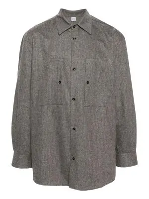 WINNIE N.Y.C Herringbone-pattern Mélange Shirt - Grey