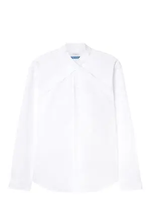 Off-White Crossover-collar Cotton Shirt - White