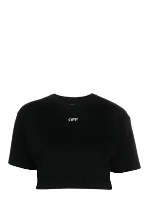 Off-White Off Stamp Cropped T-shirt - Black