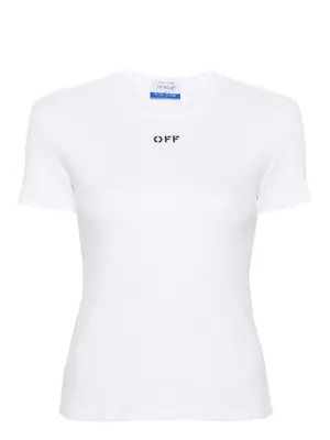 Off-White Stamp Stretch-cotton T-shirt - White