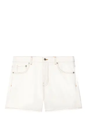 Off-White Contrast-stitching Denim Shorts - White
