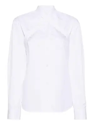 Off-White Cross-collar Cotton Poplin Shirt - White