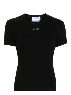 Off-White Stamp Ribbed Knit Top - Black