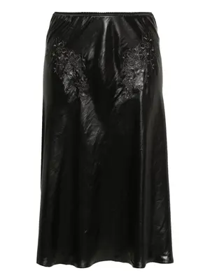 N°21 Floral-embroidered Mid-rise Skirt - Black