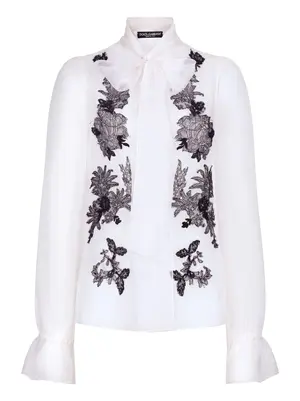 DOLCE & GABBANA Dolce & Gabbana Lace Appliqué Silk-Blend Shirt