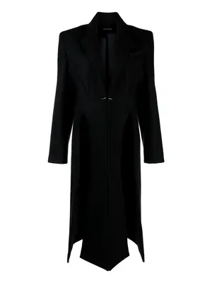 MUGLER Single-breasted Wool Coat - Black
