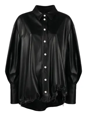 Attico Leather Shirt Jacket - Black