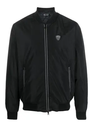 Emporio Armani Logo-patch Zip-up Bomber Jacket - Black