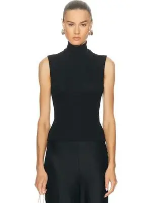 LESET Lauren Sleeveless Turtleneck Top - Black