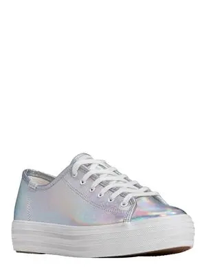 KEDS® Keds® Triple Kick Platform Sneakers Silver Multi Leather